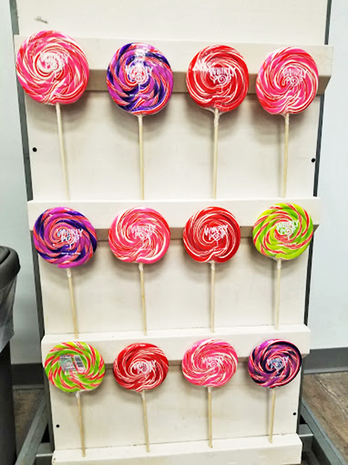 A treasure trove of hard candies awaits, each bin offering a different flavor journey from nostalgic to exotic.