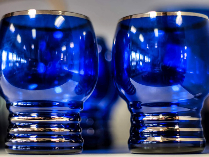 These cobalt blue glasses aren't just drinkware&mdash;they're mood enhancers. Ordinary orange juice becomes a royal experience when sipped from these beauties.