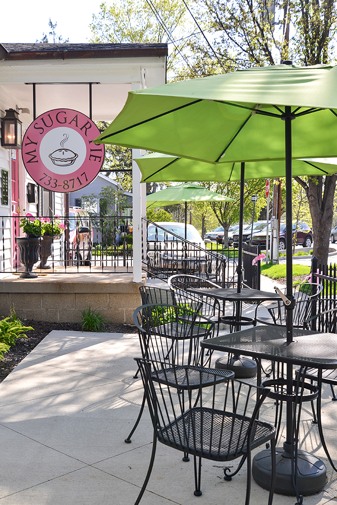 A slice of pie tastes even better al fresco. Those green umbrellas create the perfect canopy for serious dessert contemplation.