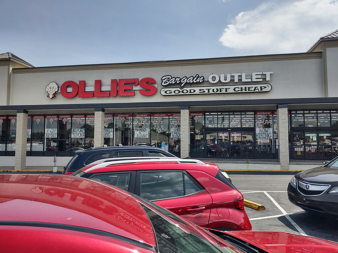 The promise of bargains beckons from Ollie's distinctive storefront, where smart shoppers know to park close&mdash;you'll need trunk space for all those unexpected finds.