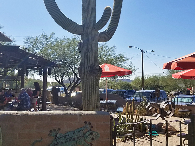 That saguaro cactus has witnessed countless sunsets and satisfied diners, standing tall like a sentinel of Southwestern hospitality.