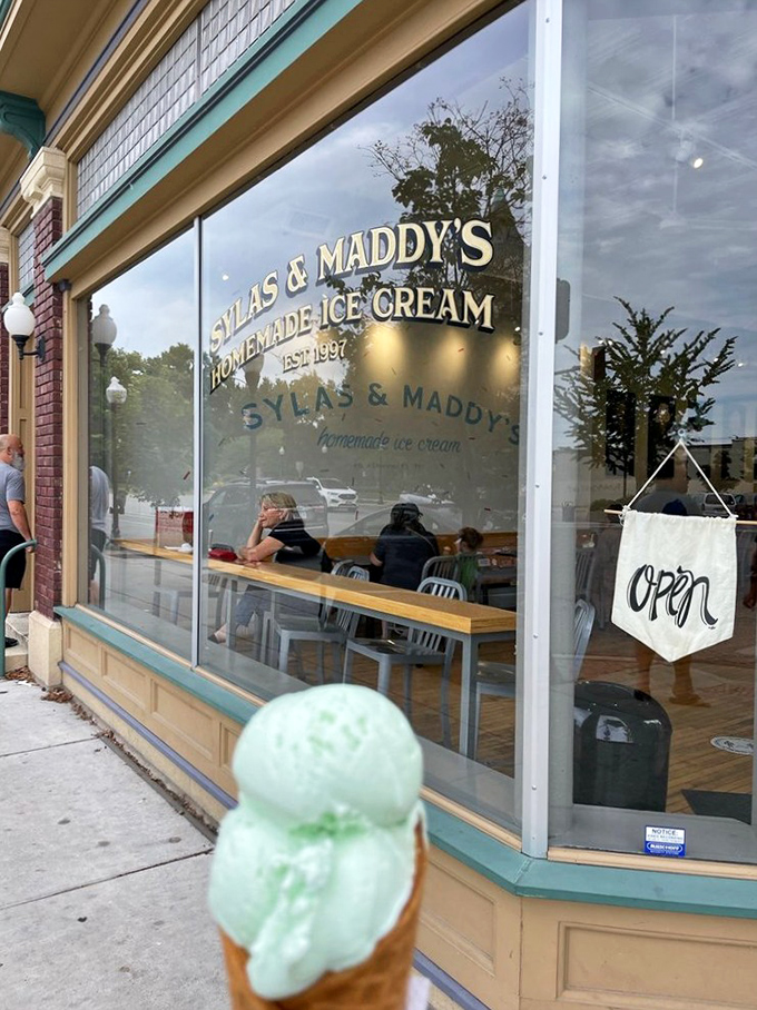 The green mint chip cone that stopped traffic—literally. Nothing says "summer victory" like enjoying your scoop while admiring the shop that made it.