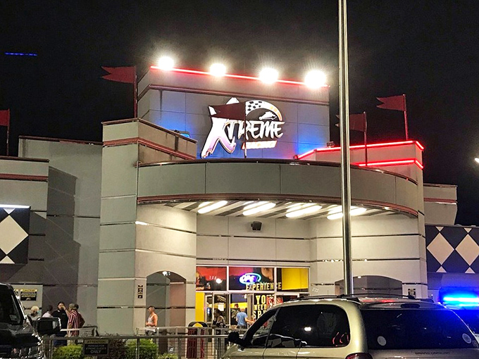 The Xtreme Racing Center lights up the Pigeon Forge night like a beacon for speed enthusiasts. Your after-dark racing headquarters awaits.