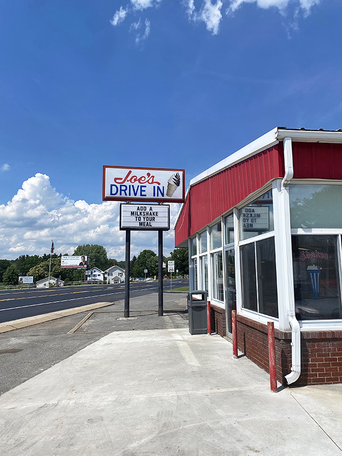 Even on a cloudy day, Joe's Drive In shines bright&mdash;a red and white temple to roadside dining that's worth every mile of the journey.