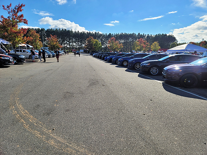 The packed parking lot tells the real story &ndash; in a world of digital entertainment, the thrill of actual racing still draws crowds.