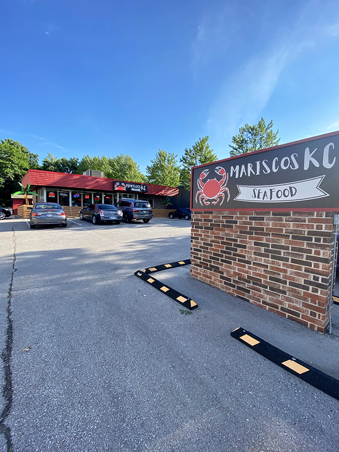 The sign says it all&mdash;Mariscos KC has planted its flag in Olathe. This parking lot fills up fast when seafood cravings strike.