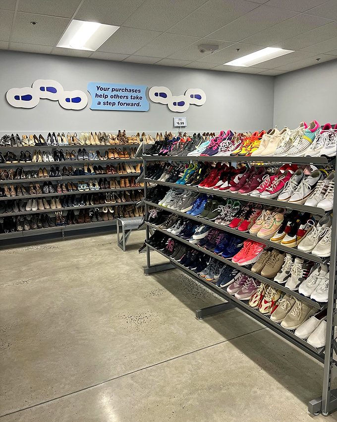 The shoe department isn't just organized &ndash; it's curated, with everything from practical sneakers to party-ready heels arranged by size and style.