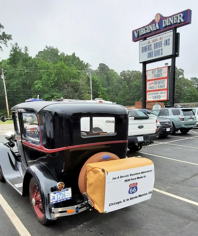 Classic Americana at its finest&mdash;vintage wheels meet legendary diner in a scene that feels like time travel with better food.