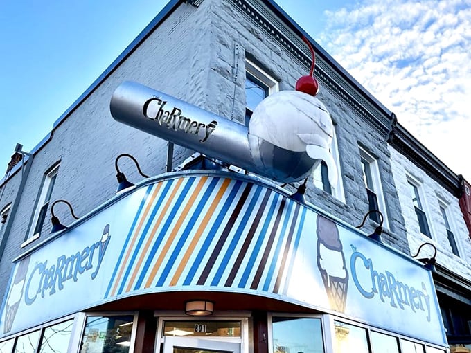 The giant ice cream cone and cherry on top isn't subtle&mdash;but then again, why should joy ever be understated?