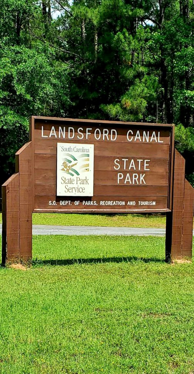 The entrance sign: South Carolina's understated way of saying "You're about to experience something magical without breaking your budget."