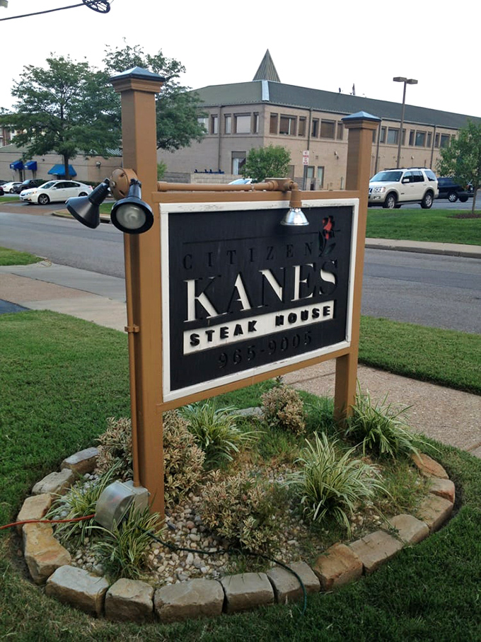 A sign that beckons beef lovers from miles around. Simple, elegant, and a beacon of hope for those seeking steak perfection in suburban Missouri.