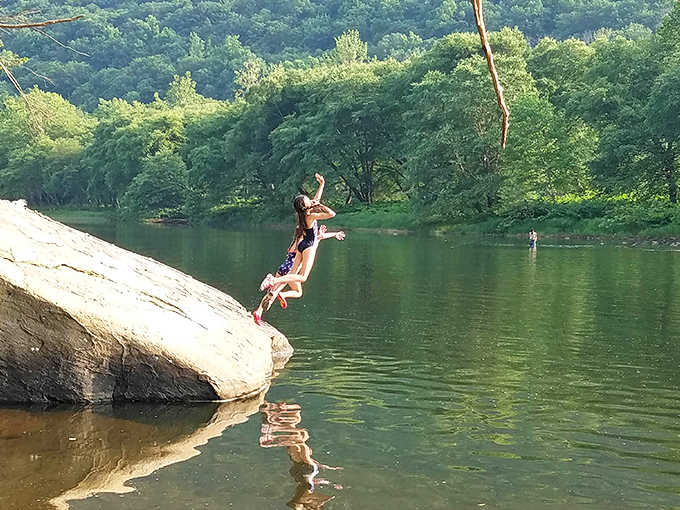 The ultimate Pennsylvania air conditioning: a plunge into the cool river waters. No app, subscription, or electricity required&mdash;just pure, refreshing joy.