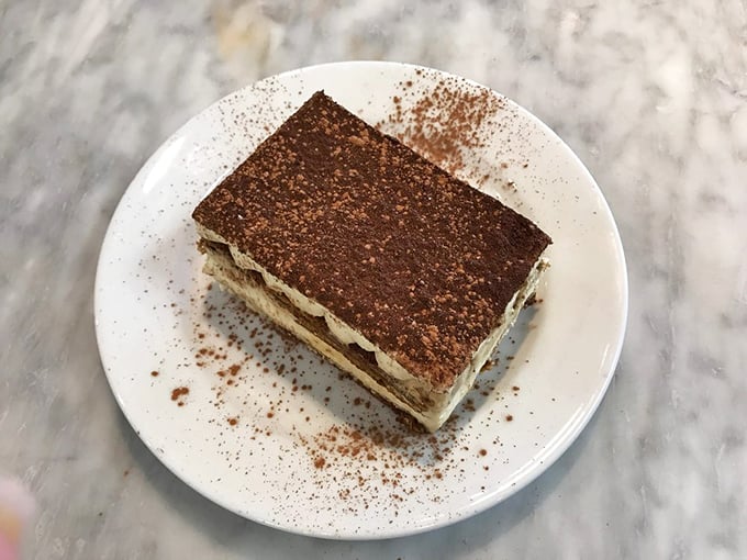 Tiramisu that respects the rules: no skimping on the cocoa, no holding back on the mascarpone. Not just a dessert, but a proper finale.