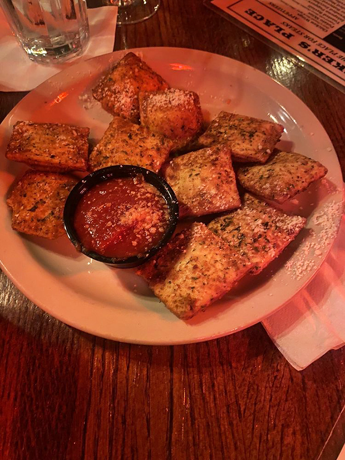 St. Louis' beloved toasted ravioli makes its appearance &ndash; golden-brown pockets of joy that have converted countless visitors to the local specialty.