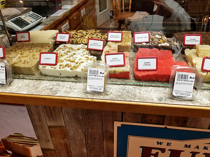 The dessert case displays squares of fudge and toffee like edible artwork &ndash; resistance is futile, and honestly, why would you even try?