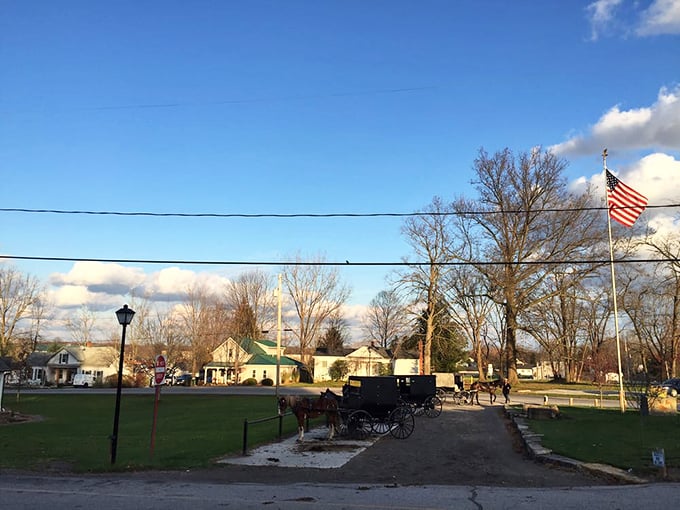 The view outside reminds you you're in Amish Country&mdash;where horse-drawn buggies and American flags coexist in a tableau of timeless Midwestern charm.