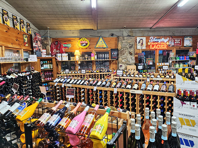 Wine selection that would make big-city shops jealous—because nothing pairs better with mountain adventures than unexpected sophistication in a country store.