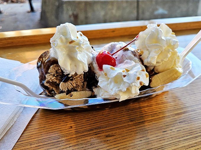 The banana split&mdash;that classic American overachiever&mdash;where fruit pretends to make three scoops, whipped cream, and toppings somehow healthier.