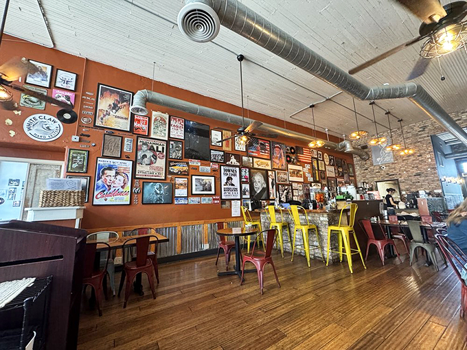 Gallery walls worthy of an art museum, but with the added bonus of waffle accessibility. Breakfast with a side of culture.