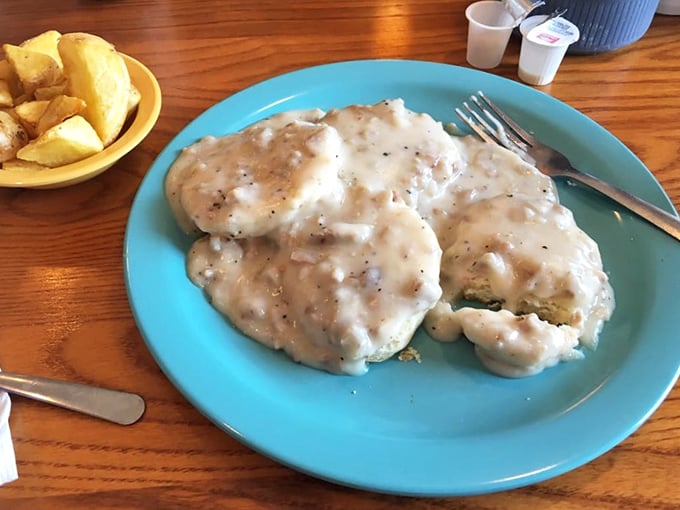 Biscuits smothered in creamy sausage gravy&mdash;the breakfast equivalent of a warm hug from your favorite grandparent on a chilly morning.