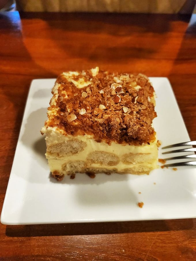 Tiramisu's sophisticated cousin has arrived at the party. That crumbly topping is the edible equivalent of a standing ovation.