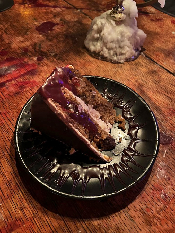 A hauntingly moist cake that looks like it might have been baked by Morticia Addams herself&mdash;decadent, dark, and absolutely to die for. 