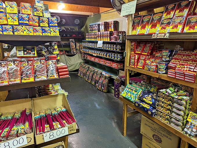 The candy room is a sugar-fueled time machine where forgotten treats from childhood road trips mysteriously reappear, ready to give your dentist nightmares.