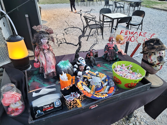 Even the candy display gets the horror treatment &ndash; trick-or-treat meets lunch-or-dinner in this seasonally appropriate sweet finale.