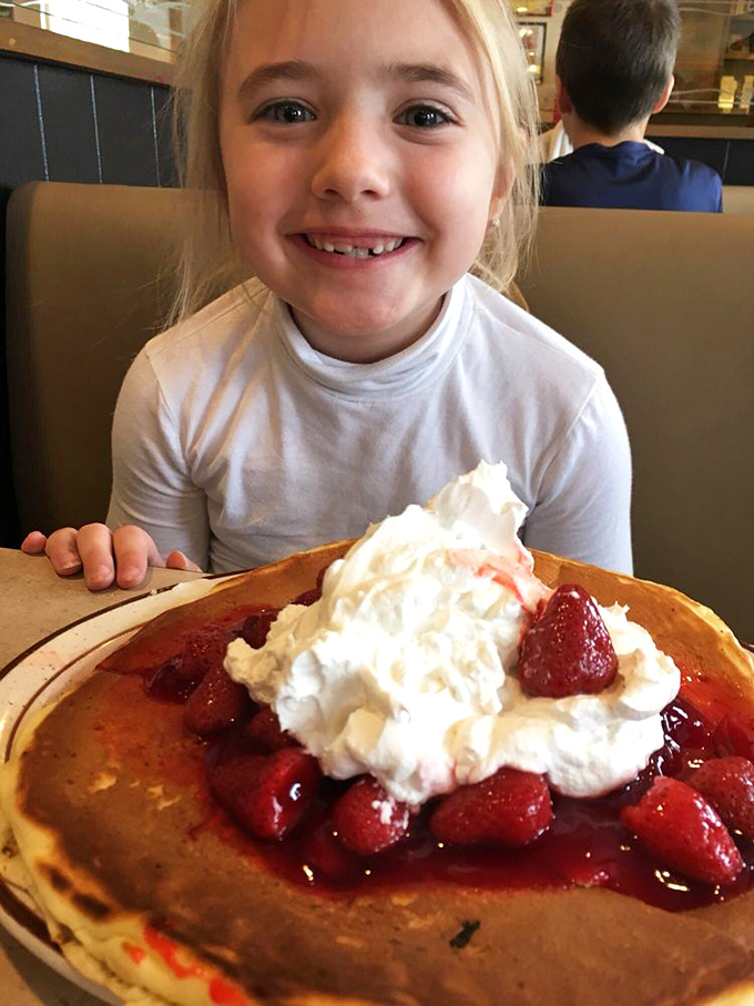 The look of pure breakfast joy&mdash;when a pancake transcends mere food and becomes a childhood memory in the making.
