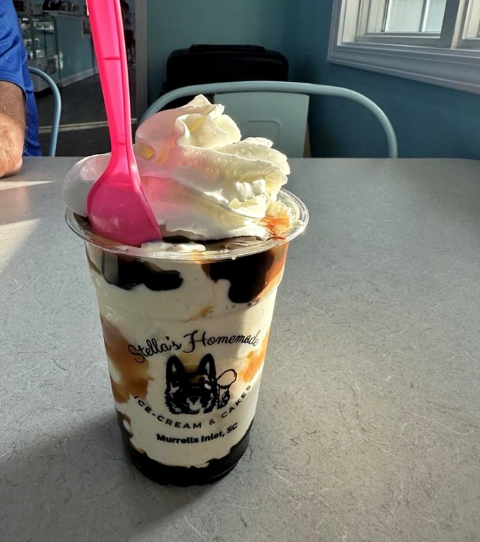 This isn't just a sundae&mdash;it's architecture. Layers of vanilla, chocolate, caramel, and whipped cream create a skyscraper of satisfaction.