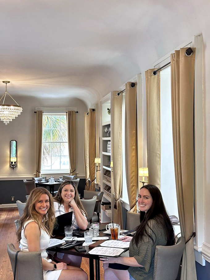 The joy of discovering exceptional food is best when shared. These diners have clearly hit the culinary jackpot and know it&mdash;that's the look of she-crab soup satisfaction.
