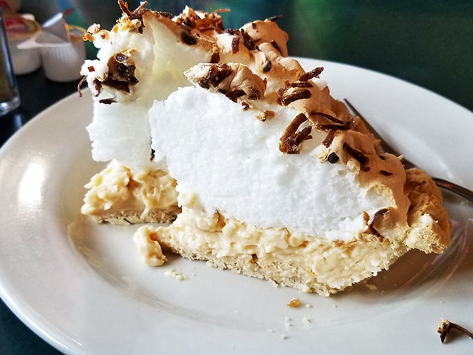 This isn't just pie &ndash; it's a cloud-topped mountain of creamy filling that makes you understand why people drive across county lines for a slice of heaven.
