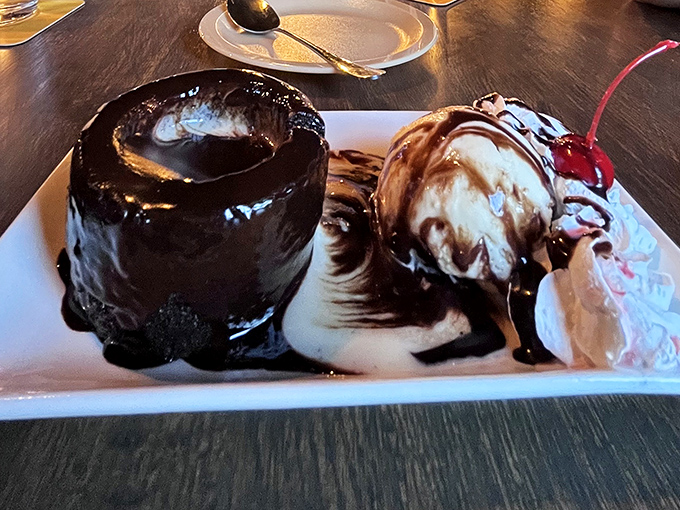 Chocolate cake meets ice cream in a dessert liaison so decadent, you'll need a moment alone with it. The cherry is just showing off.