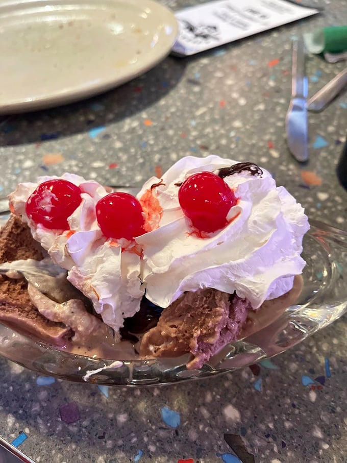 That classic Corvette on the wall isn't just decoration&mdash;it's a reminder that American icons come in many forms, from muscle cars to meatloaf specials. 