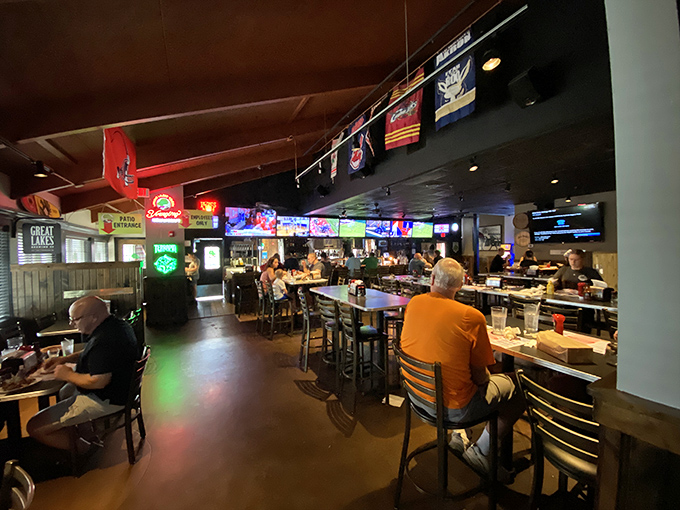 Where locals gather to debate important matters like "best wing flavor" and "Browns' playoff chances." The real Ohio parliament in session.