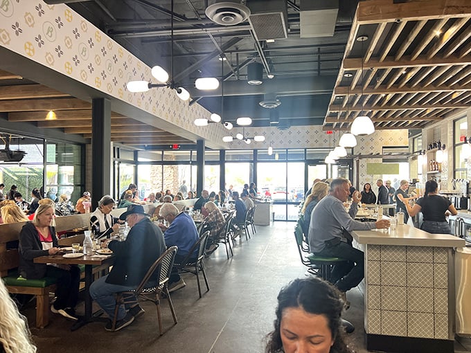 A bustling dining room that proves the universal truth: good breakfast brings good people together, even before they've had their coffee. 