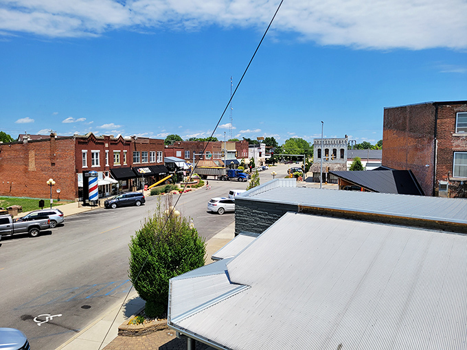 Casey's main street offers that perfect blend of historic and quirky. This view makes clear why road-trippers detour just to experience small-town magic.