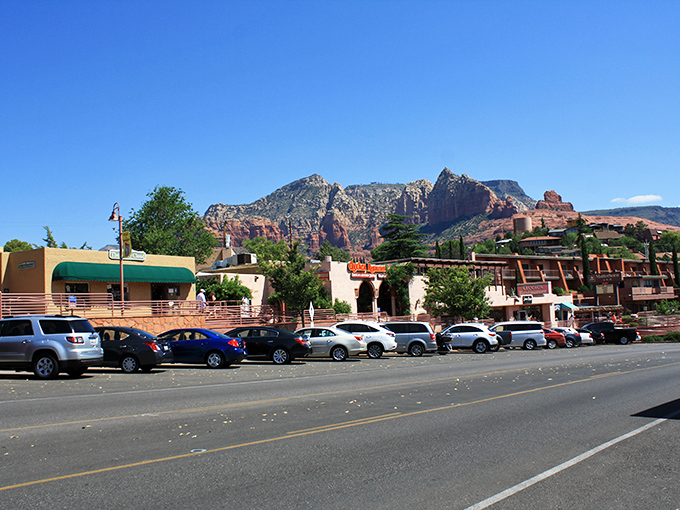 Downtown Sedona &ndash; where even the parking lots have million-dollar views of those magnificent red rock formations.