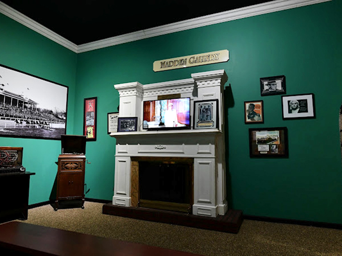 The elegant Madden Gallery, named for owning the most profitable illegal casino in Hot Springs history. Even criminals appreciated a good fireplace.
