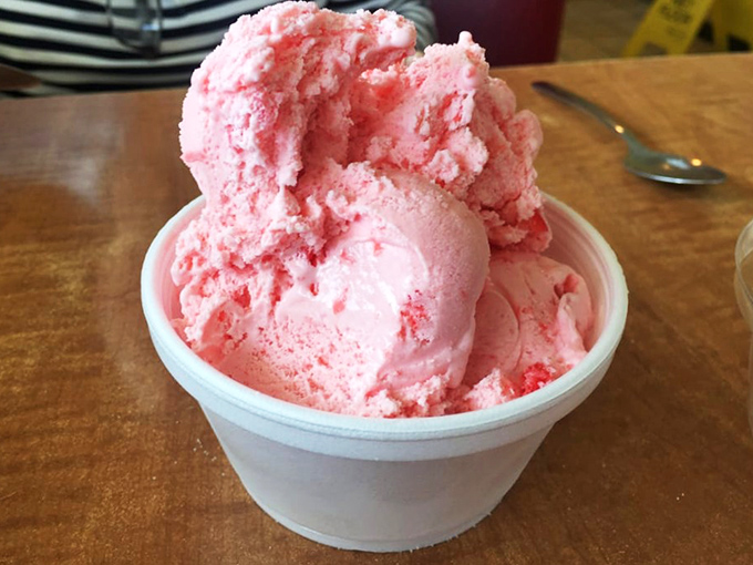 Strawberry ice cream so vividly pink it could make a flamingo jealous—the perfect cool finale to a Southern feast.