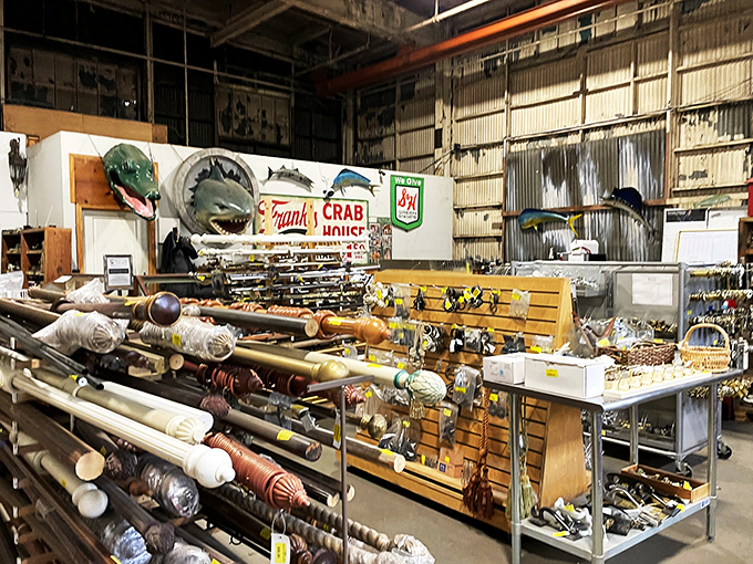 A treasure hunter's paradise of doorknobs, fishing gear, and Baltimore memorabilia. One person's random collection is another's perfect find.
