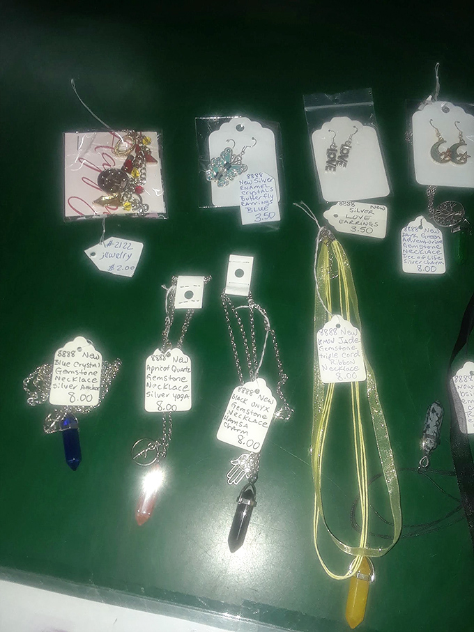 Handcrafted jewelry awaits its next adventure. Those pendants aren't just accessories—they're conversation starters waiting to happen.