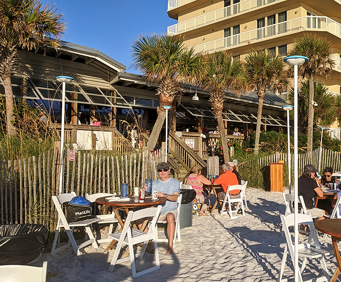 The ultimate Florida dining experience: toes in the sand, breeze in your hair, and seafood on your plate. This is why people move to Florida.