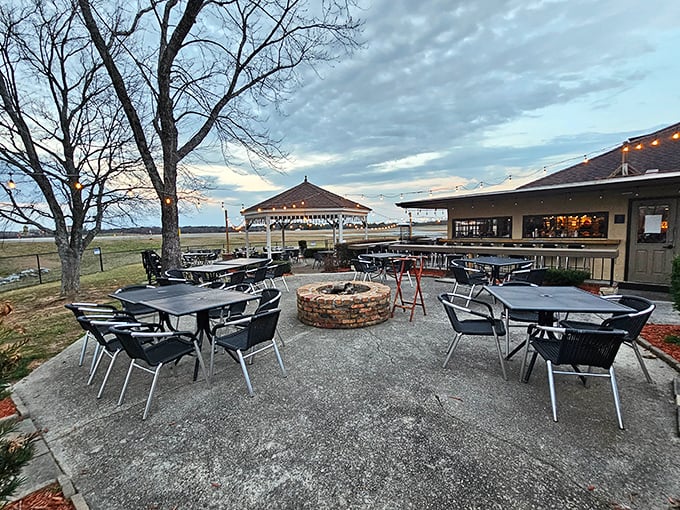 As twilight falls, the outdoor patio becomes prime real estate&mdash;planes in the distance, food on the table, and Georgia evenings doing what they do best.