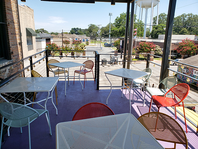 The outdoor seating area provides a splash of color and fresh air&mdash;ideal for people-watching while savoring your meal in Lonoke's gentle breeze.