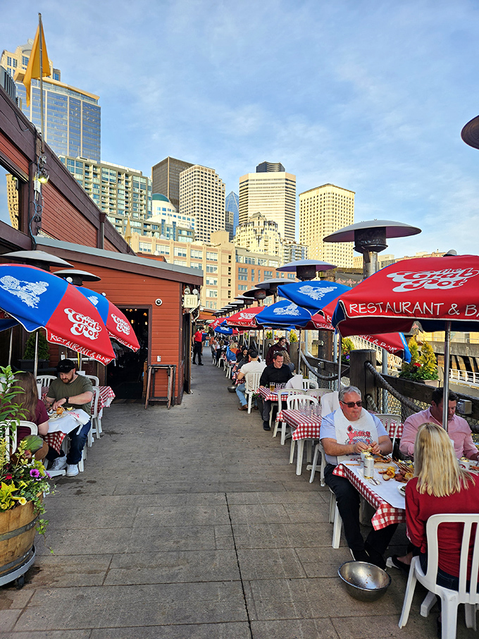 Dining al fresco with Seattle's skyline as your backdrop&mdash;proof that sometimes the best seasoning is fresh air and urban views.