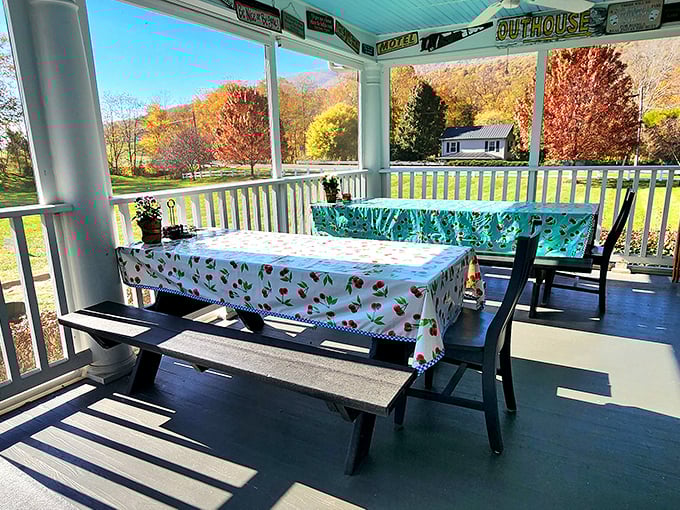 Outdoor seating with mountain views that make even waiting for your food feel like you're starring in your own travel show.