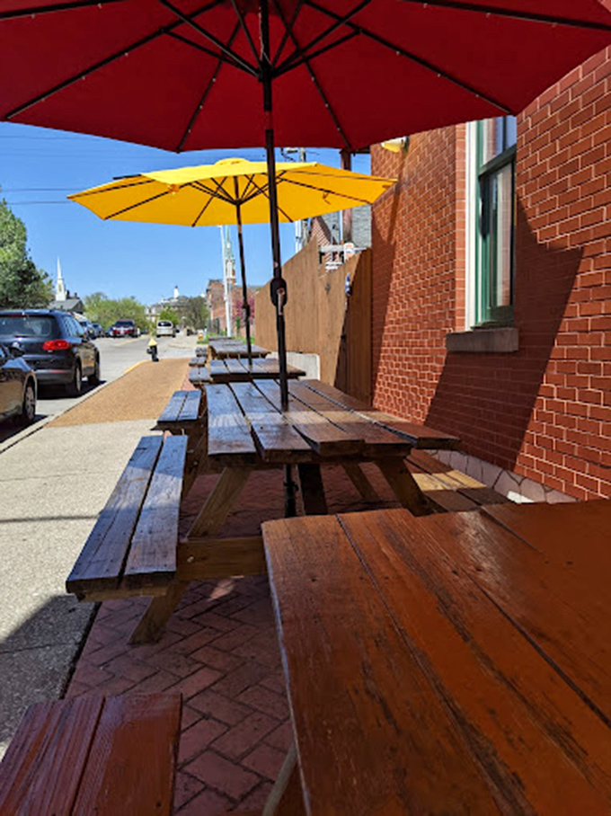 Outdoor seating where memories are made &ndash; because somehow food tastes even better when gentle breezes carry that smoky perfume through Soulard.