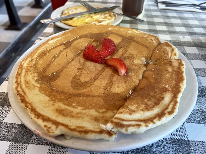The pancake that ate Portland&mdash;golden, fluffy, and large enough to have its own zip code. Maple syrup rivers flow freely across this breakfast landscape.