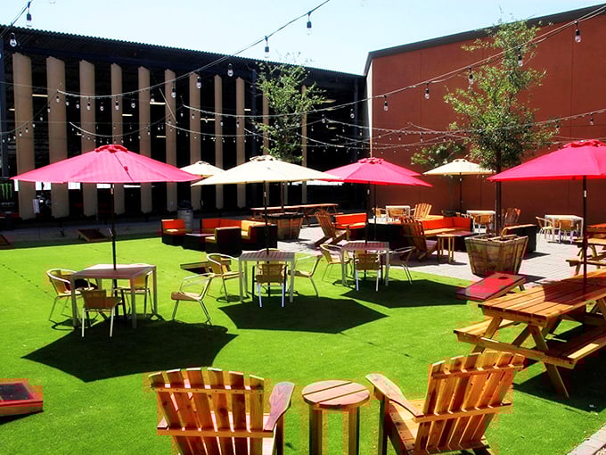 The outdoor patio provides a sunny respite from the intensity inside&mdash;where racing stories grow taller with each retelling and every near-miss becomes a legendary save.